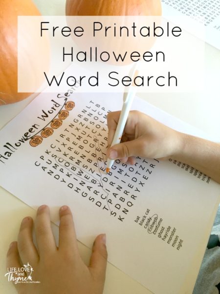 Free Printable - Halloween Word Search - Life, Love and Thyme